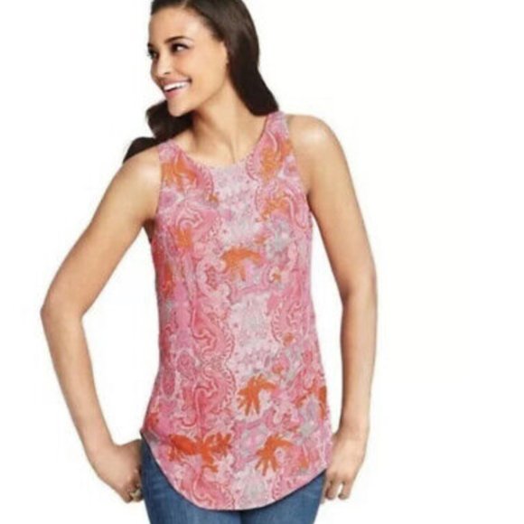 CAbi | Tops | Cabi Womens S Jubilee Pink Paisley Tank Top Lined Zipper ...